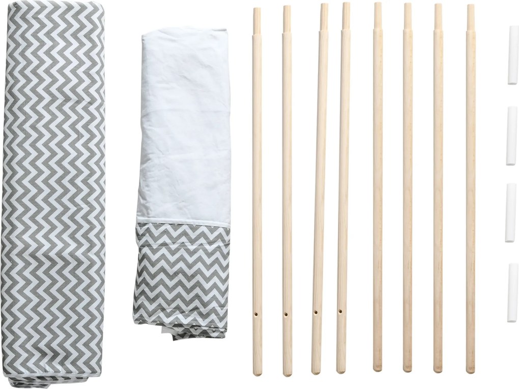HOMCOM Dětský teepee stan Indický - dim. 1,2L x 1,2W x 1,55H m - Uzavíratelná dveřní okna, podložka, polštář a taška na nošení součástí balení - Inte…