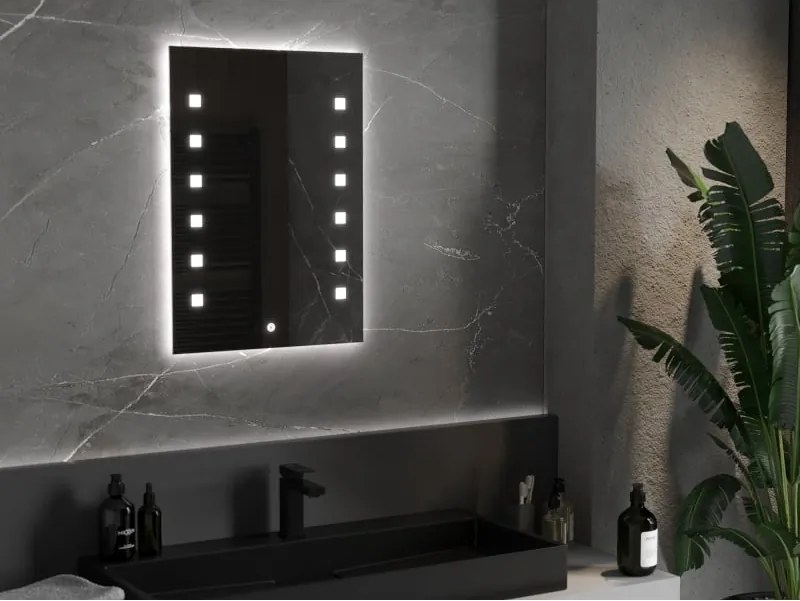 Mexen Ner podsvícené koupelnové zrcadlo 50 x 70 cm, LED 6000K, proti zamlžení - 9809-050-070-611-00