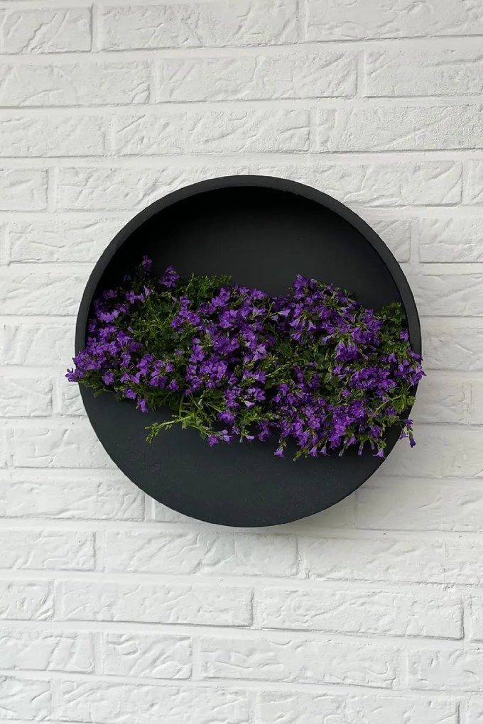Květináč na zeď MURA, sklolaminát, Ø 40 cm, černá