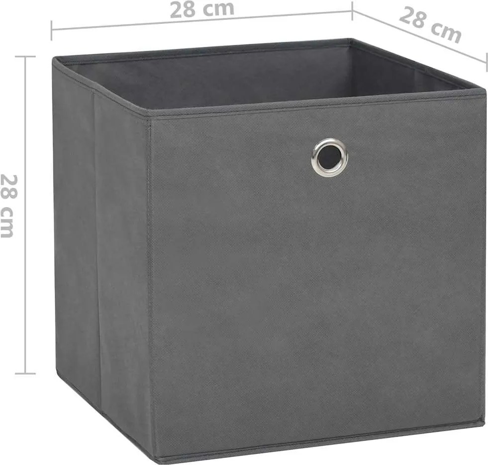 Úložné boxy 10 ks netkaná textilie 28 x 28 x 28 cm šedé 325193