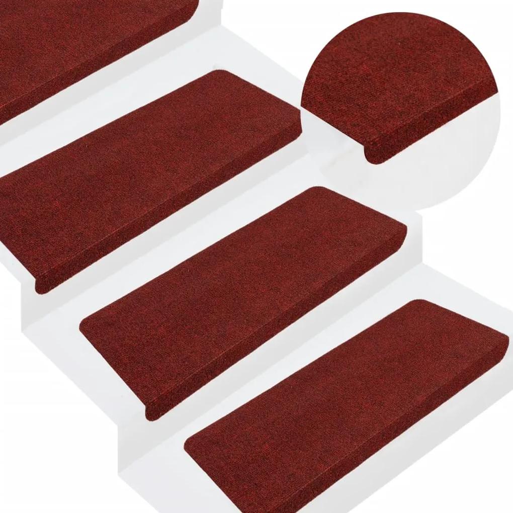 Samolepicí nášlapy na schody 15 ks 65x24,5x3,5 cm červené - Default Title