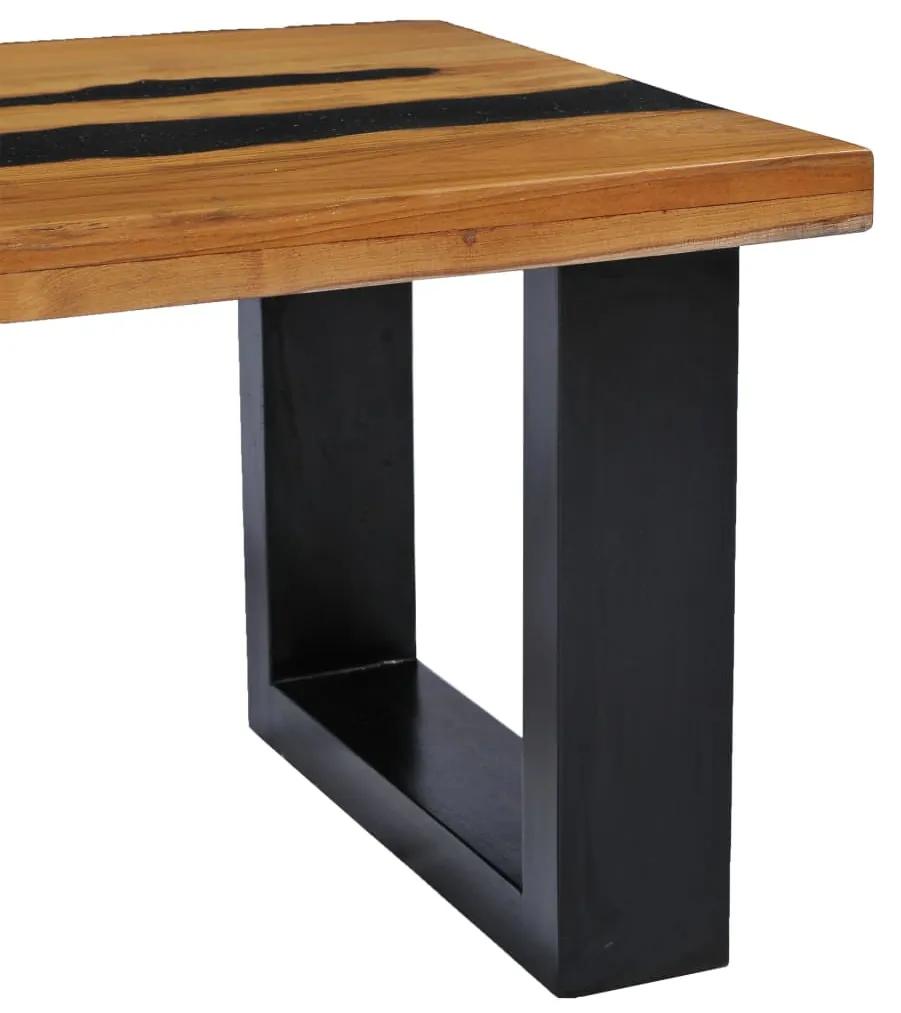 Konferenční stolek 100 x 50 x 40 cm masivní teak a lávový kámen - Default Title