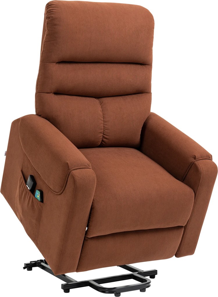 HOMCOM TV křeslo polohovací elektrické s masážní funkcí vyhřívání polohovací funkce polyester světle hnědá 79x97x103cm pro pohodlí a relaxaci