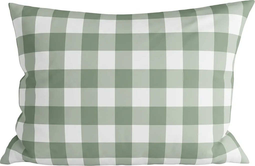 Povlak na polštář z mikrovlákna COUNTRY CHECK 70x90 cm, zeleno-šedý
