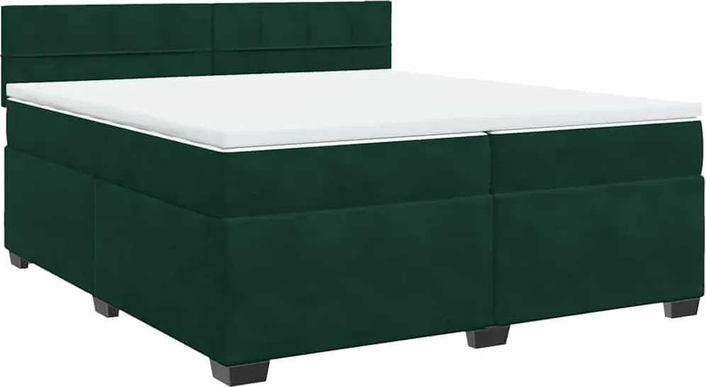 Box spring postel s matrací tmavě zelená 200x200 cm samet 3286405