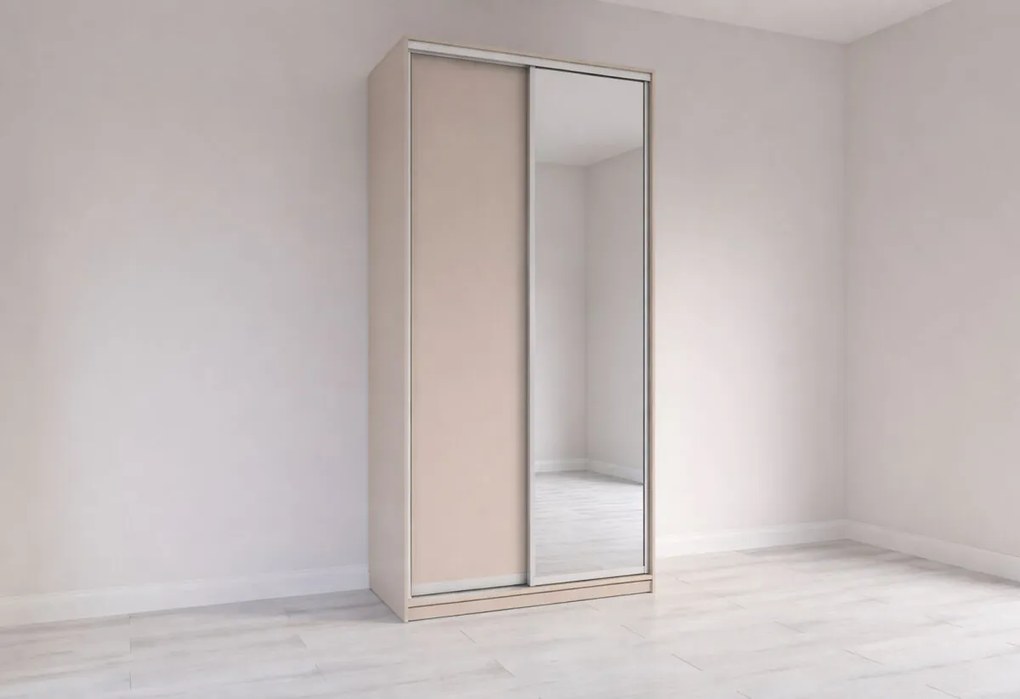 Skříň s posuvnými dveřmi 1200x2400x600 1LTD 1 Zrcadlo Kašmír, profil stříbrný