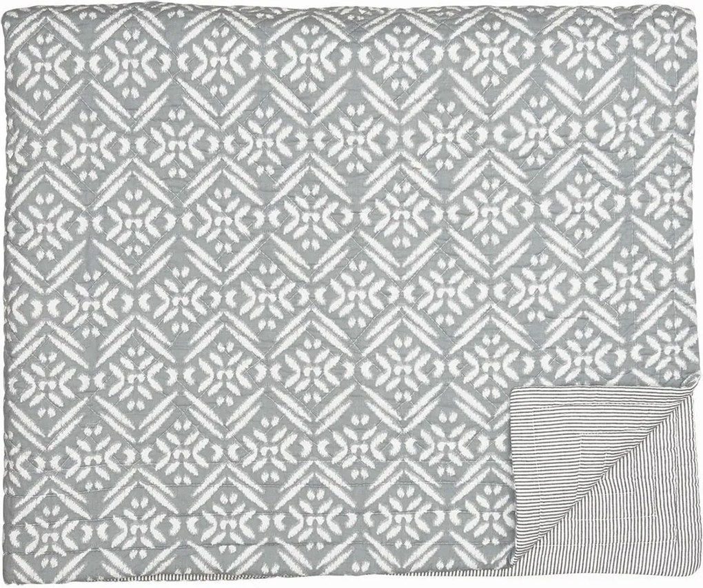 GREEN GATE Prošívaný přehoz Kaya grey 140x220, šedá barva, textil