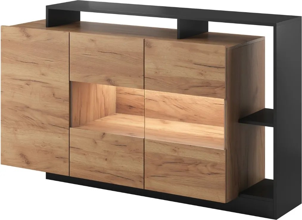 Komoda do obývacího pokoje Alva grafit + dub craft 155 cm