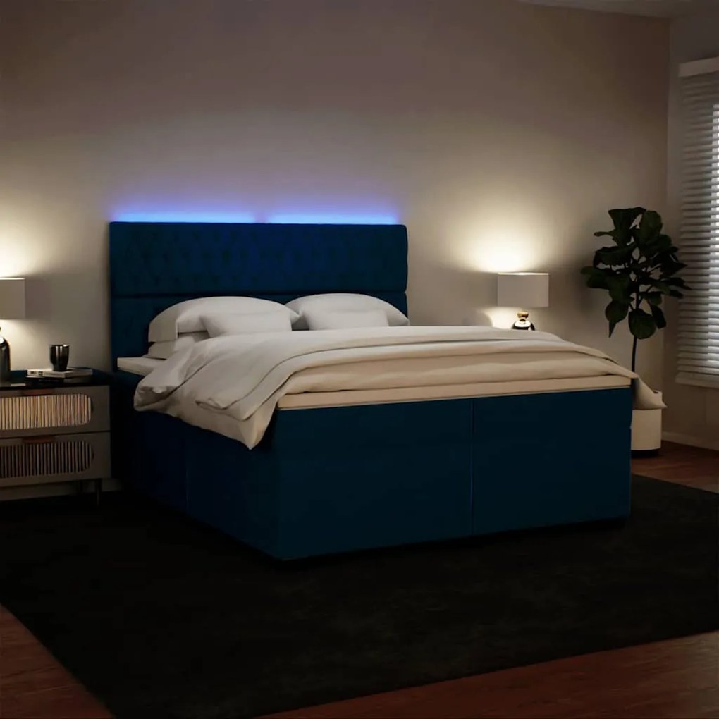 Box spring postel s matrací modrá 200 x 200 cm samet 3293312