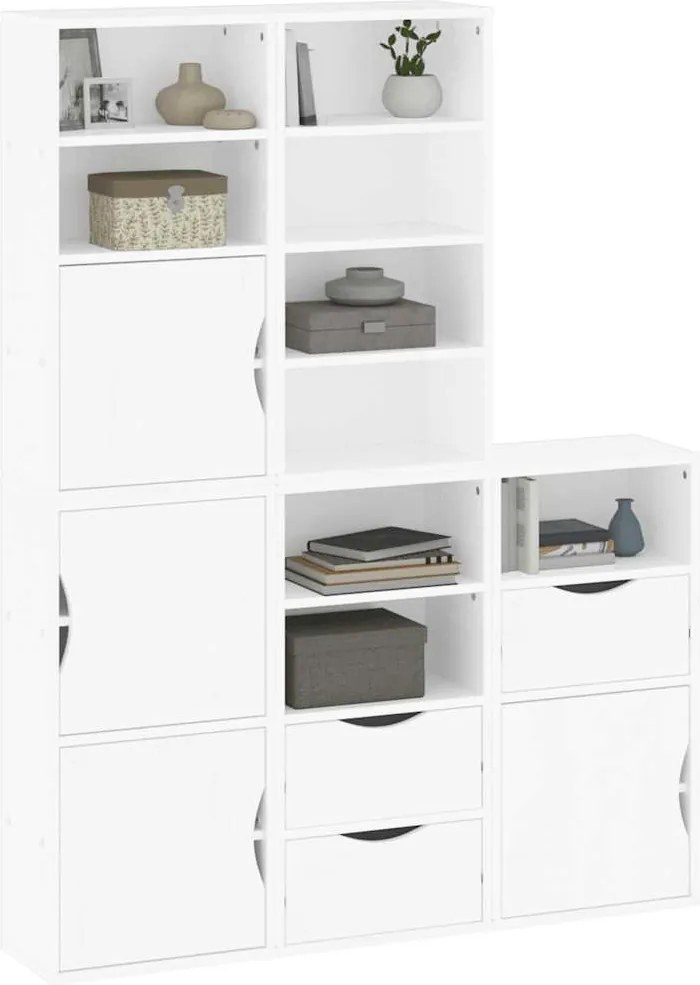 Boční skříňky 5 ks "ODDA" Bílá 40x24x79 cm Borovicový masiv 3365361