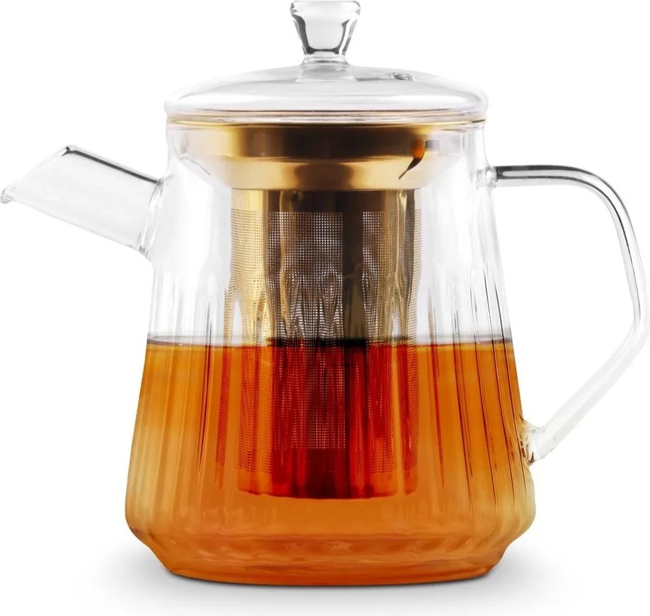 Skleněná konvice na čaj se sítkem ve zlaté barvě 900 ml Mia – Vialli Design