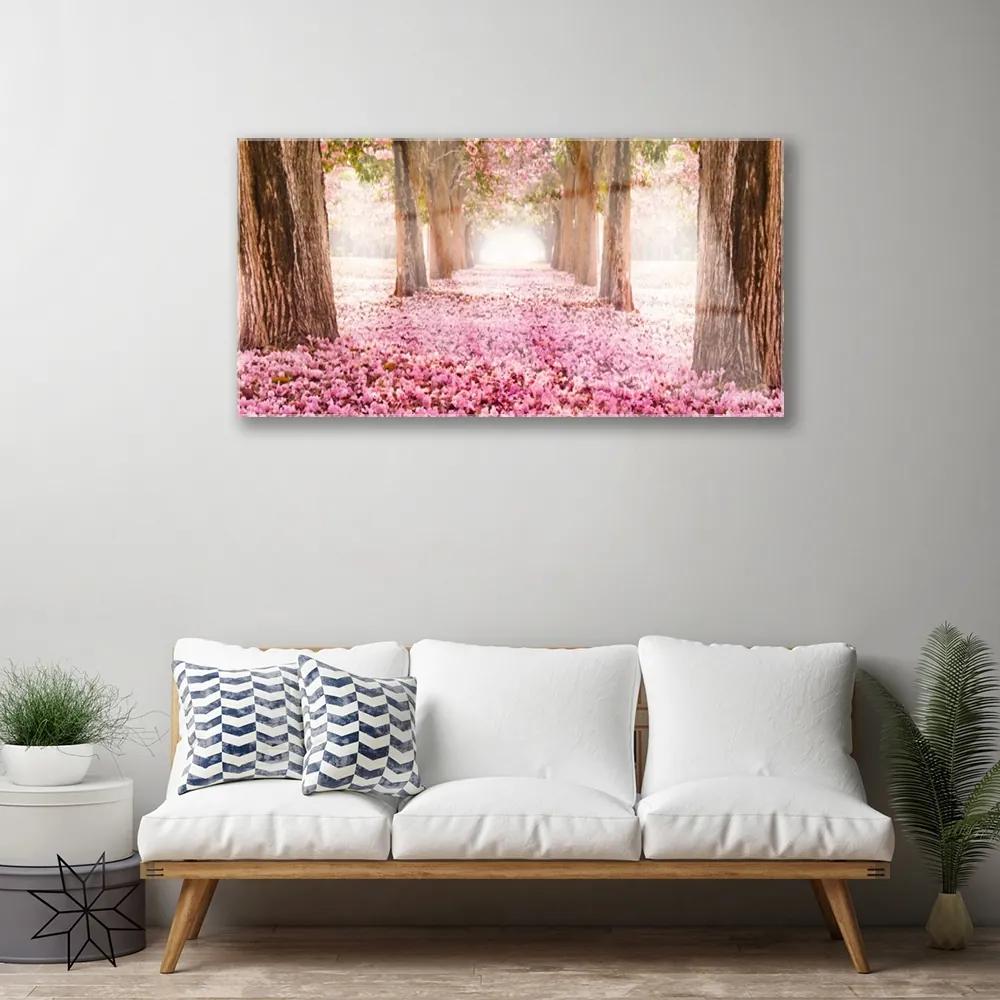 Obraz na skle Strom Růže Květiny Příroda 140x70 cm