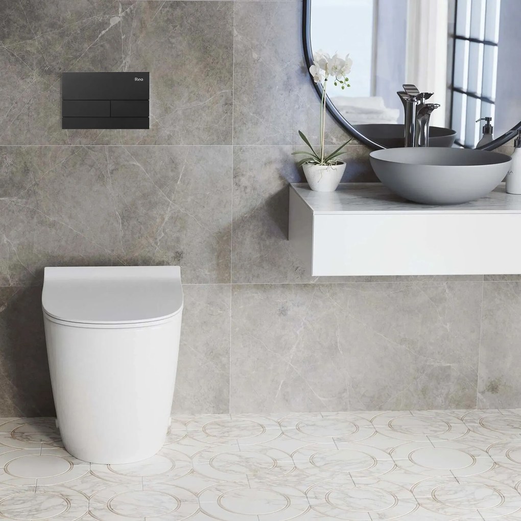 Rea Rea, Podomítkový WC systém K011A-Q + tlačítka T Black, KPL-E0056