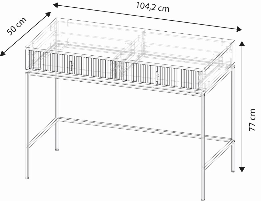 Toaletní stolek Maggiore 104 cm kašmír/černý/zlatý