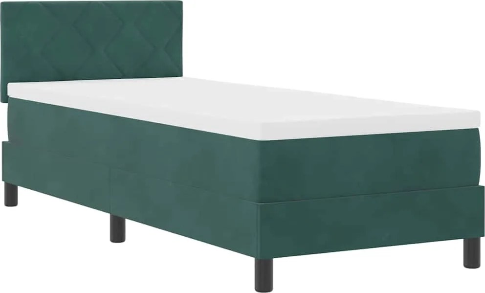 Postel s boxspringem s čelo Tmavě zelená 80 x 200 cm samet 3339203