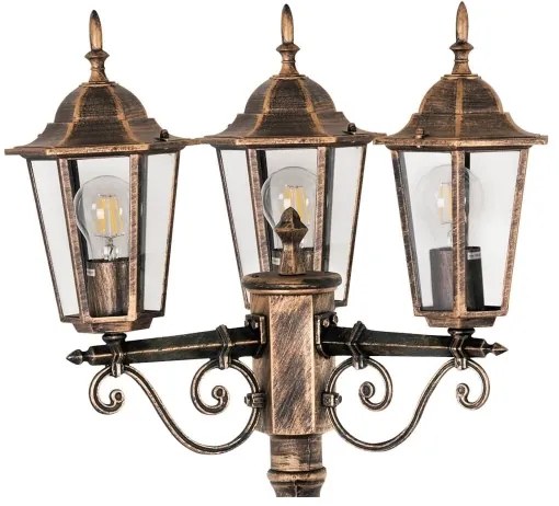 Venkovní lampa 3xE27/20W/230V IP43 2,58 m patina