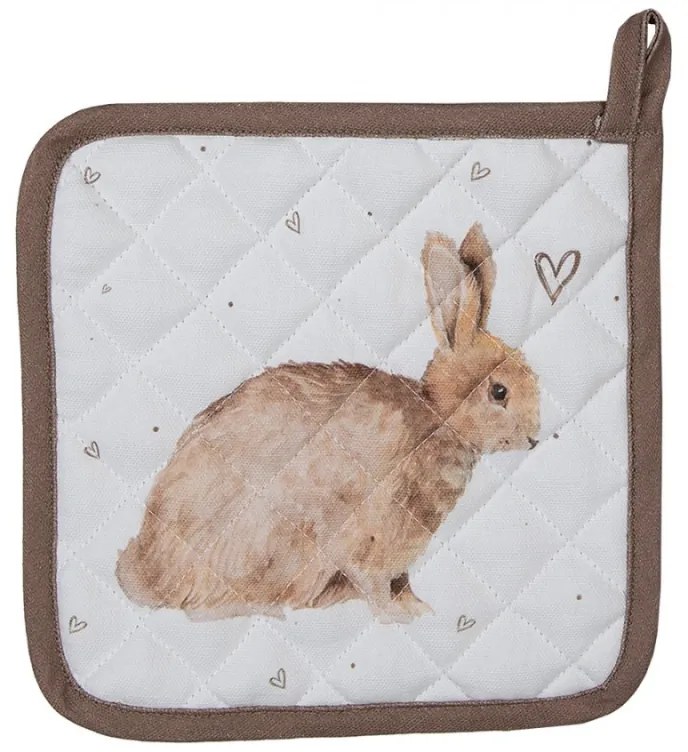 Bavlněná chňapka / podložka pod hrnec se vzorem králíčků Bunnies in Love – 20x20 cm