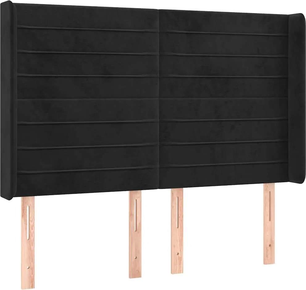 Čelo postele typu ušák černé 147x16x118/128 cm samet 3119770