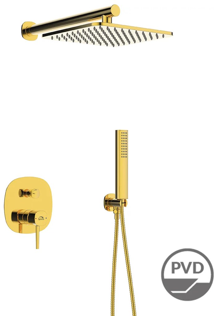 Laveo Sprchový komplet Pola + BOX s podomítkovou baterií - BAP_G01P, zlatá lesk