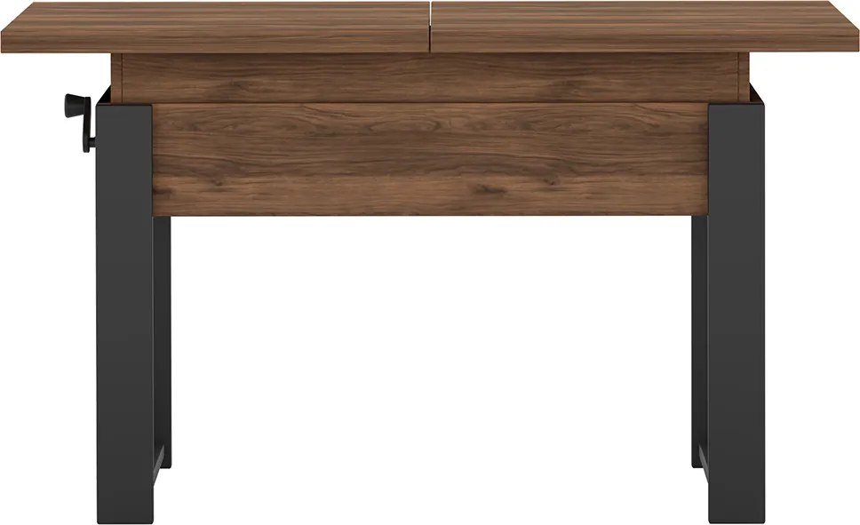 Rozkládací polohovací konferenční stolek HOGO 3v1 | 120-157x62,5-74,5x67 cm | síla horní desky 32 mm | ořech/černé nohy