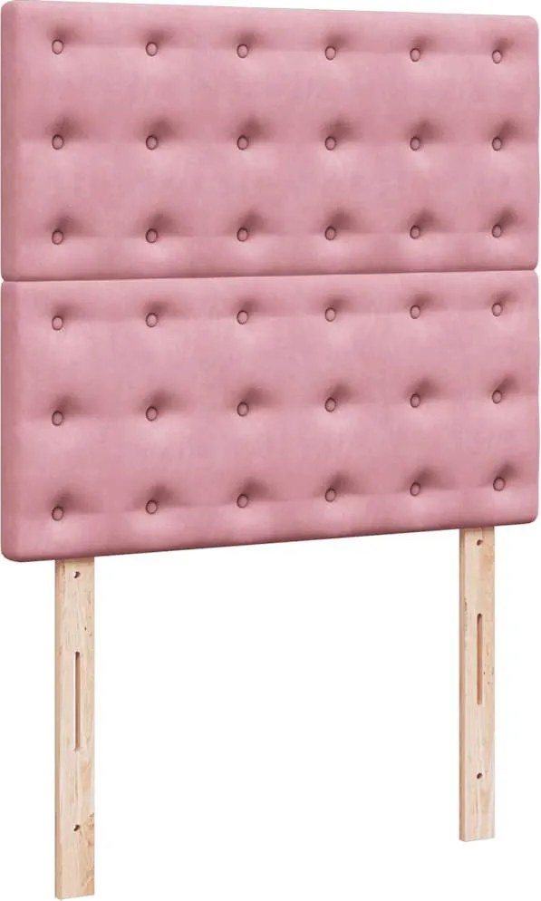 Box spring postel s matrací růžová 80 x 200 cm samet 3292207