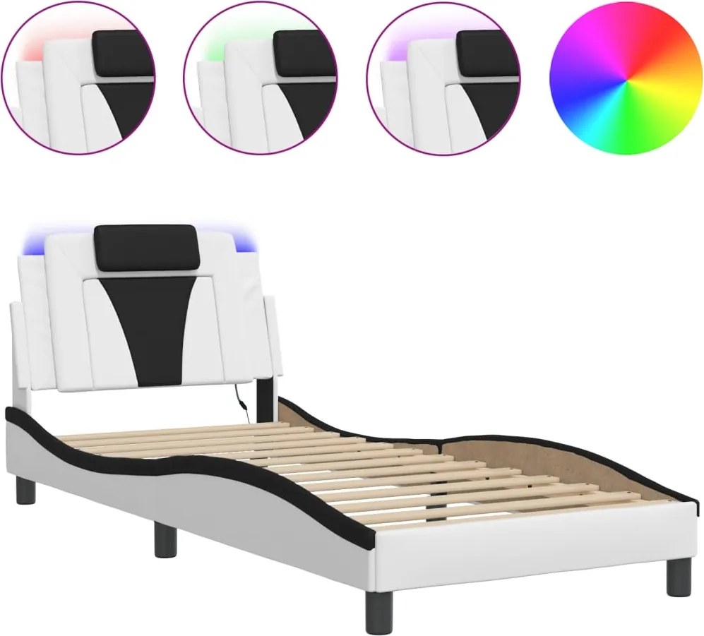 Rám postele Viana s LED bez matrace bílý a černý 90x190 cm 3213993