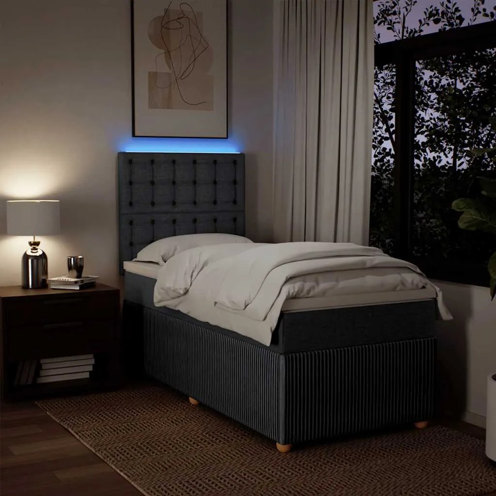 Box spring postel s matrací tmavě šedá 90x200 cm textil 3294254