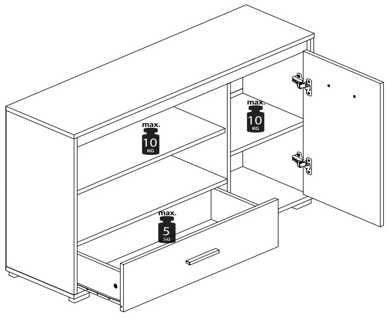 TV stolek GVENDA - světlý dub sonoma