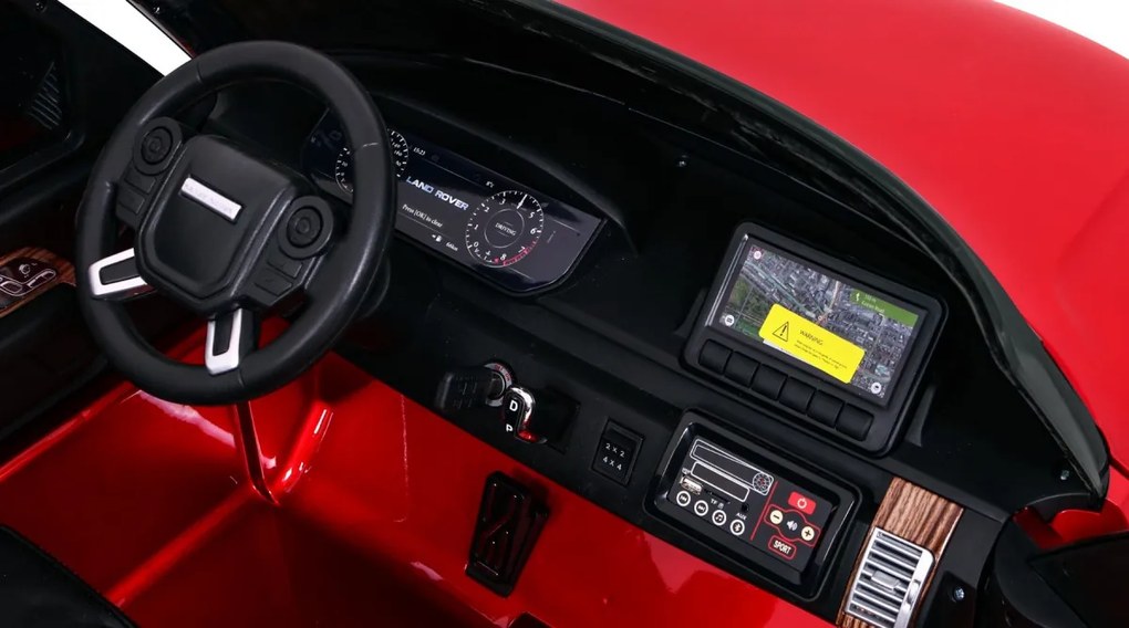 Ramiz Range Rover HSE lakované dětské auto pro 2 děti červené SUV + ovladač na dálkové ovládání + audio panel