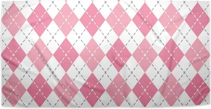 Sablio Ručník Růžové a bílé kosočtverečky - 50x100 cm