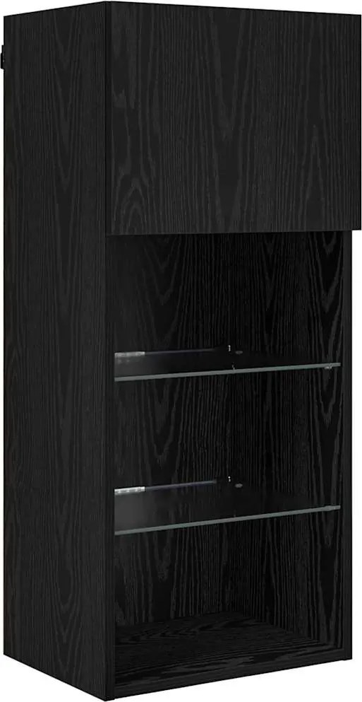TV nástěnné jednotky s LED 5 ks Černý dub kompozitní dřevo 3402982