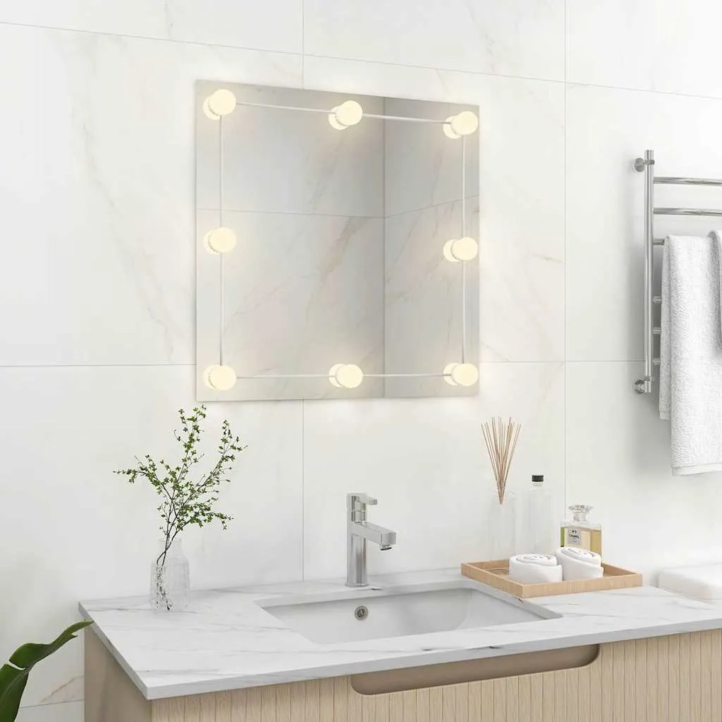 Nástěnné zrcadlo s LED osvětlením čtvercové sklo 3078638