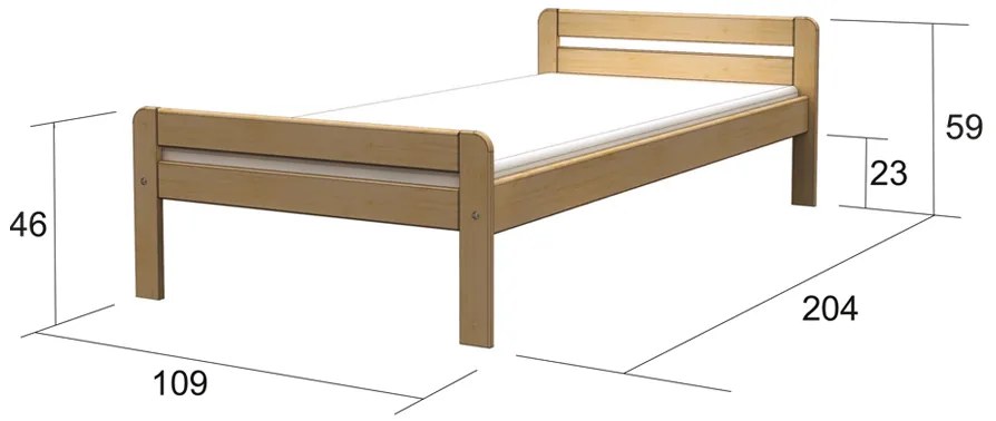 Via-nábytek Postel TED masiv borovice Povrchová úprava postele: Borovice (bez laku) Rozměry postele: 120 x 200