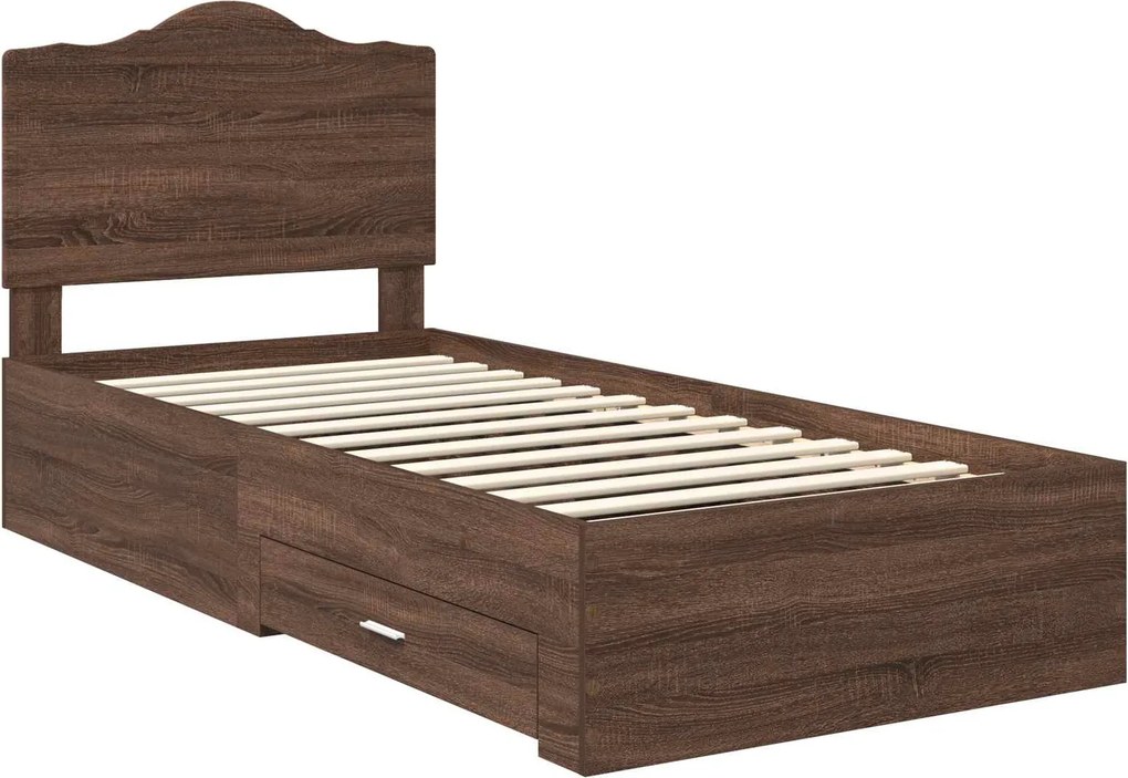 Rám postele se zásuvkou Hnědý dub 70 x 190 cm Kompozitní dřevo 3413672