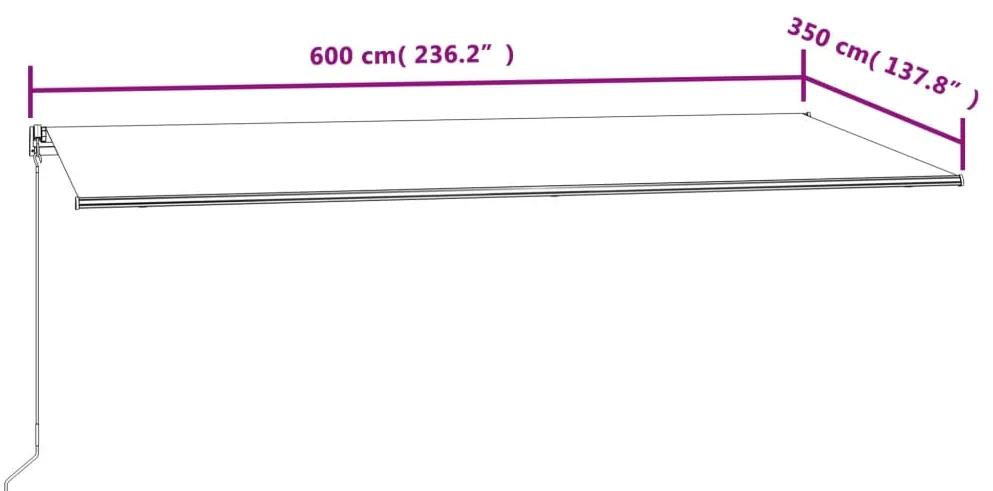Automatická zatahovací markýza 600 x 350 cm antracitová,  3069049
