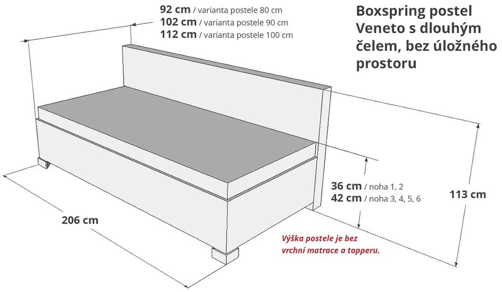 NEW DESIGN postele Postel boxspring VENETO bez úložného prostoru s dlouhým čelem, 90×200 cm Velikost postele: 90 × 200 cm