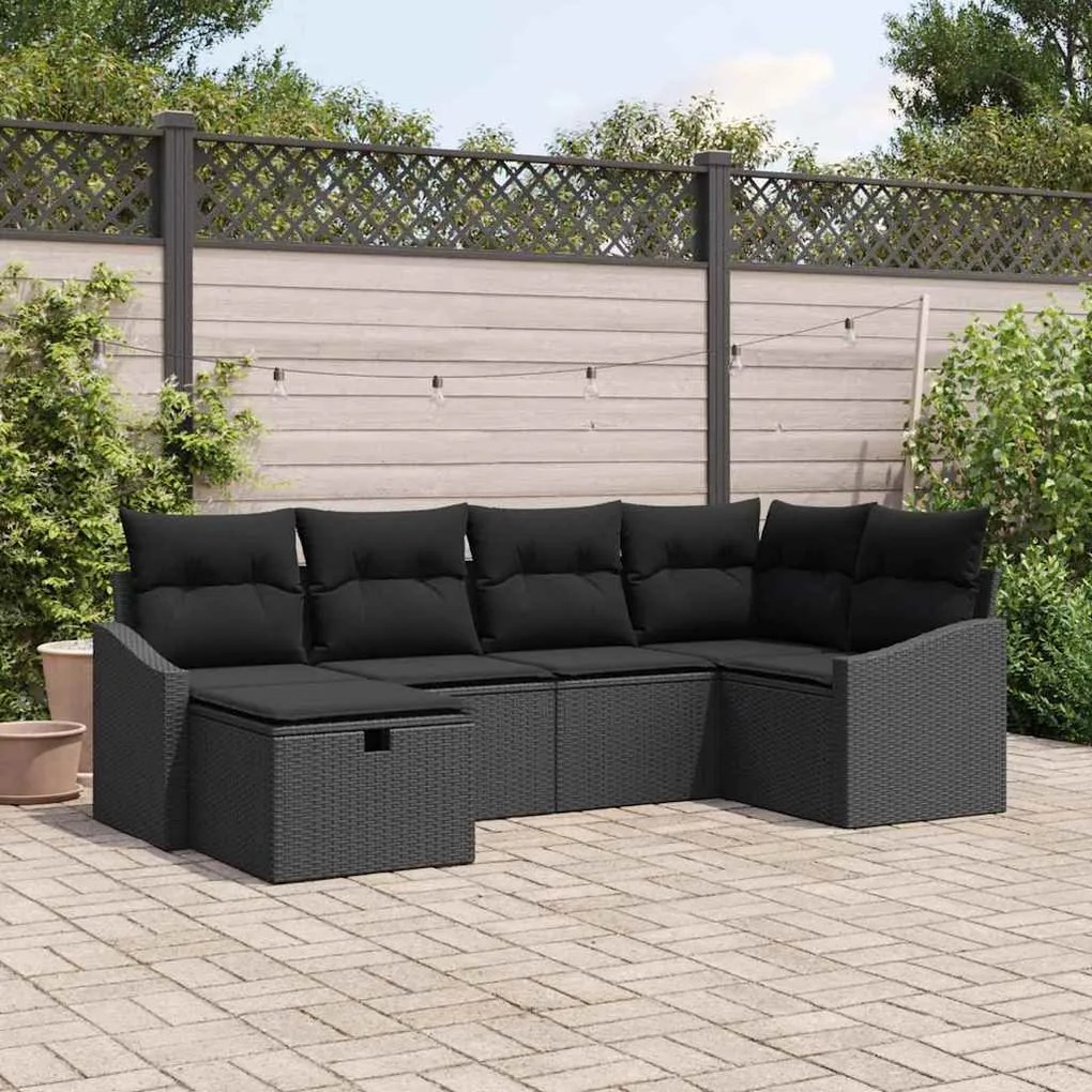 Set pohovek 6 ks Černá polyratan 3359282