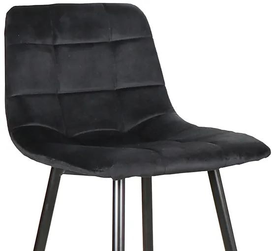 Černá barová židle MILA VELVET s černými nohami