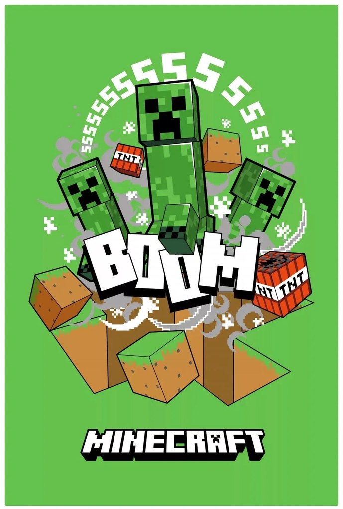 Fleecová deka Minecraft - motiv Creepers Boom - 100 x 150 cm