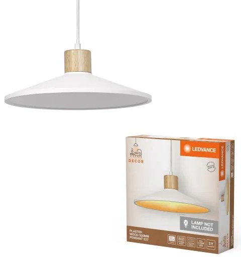 Ledvance - Lustr na lanku DECOR PLASTER 1xE27/25W/230V pr. 32 cm sádra bílá