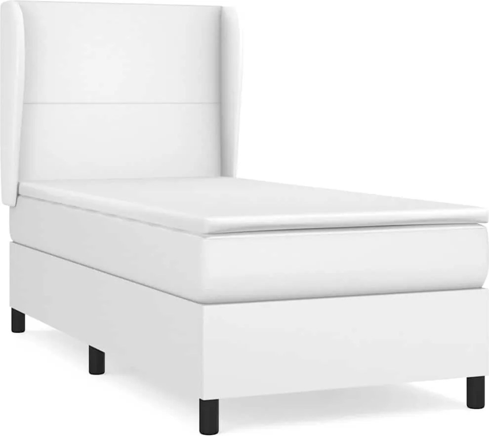Box spring postel s matrací bílá 80 x 200 cm umělá kůže 3128878