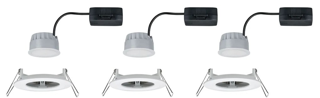 Paulmann 93496 LED Coin Nova round, set kulatých bodovek v matně bílé úpravě, LED 3x6,5W 2700K tříkrokové stmívání, prům. 7,8cm, IP44