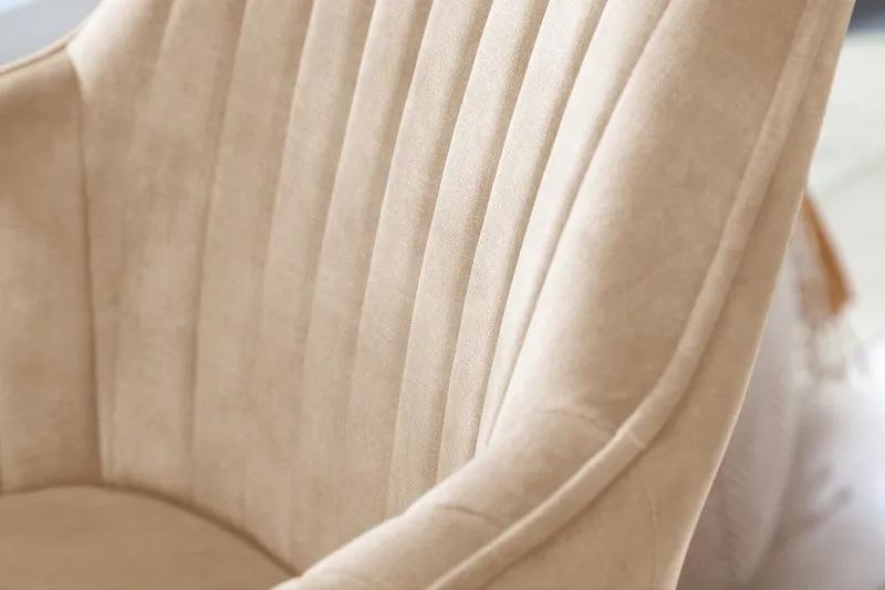 Invicta Interior Designová sametová židle otočná buková - Lorius III