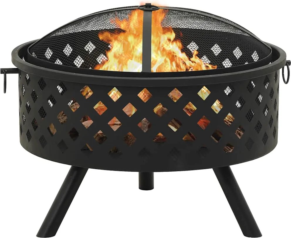 Rustikální přenosné ohniště s pohrabáčem 68 cm XXL ocel 311890
