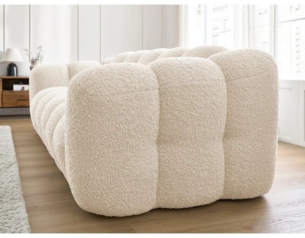 Béžová pohovka z textilie bouclé 232 cm Hippolyte – Bobochic Paris