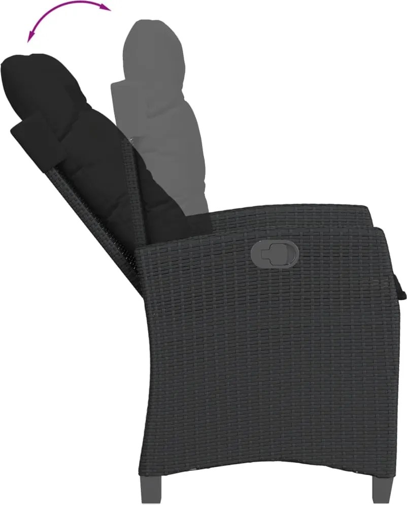 9dílný zahradní jídelní set s poduškami černý polyratan 3212642