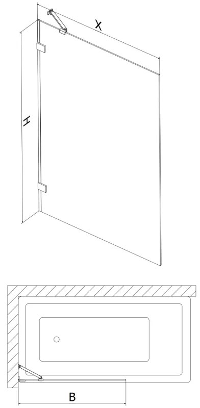 Mexen, Mexen Měsíční 1-křídlová vanová zástěna 50 x 150 cm, transparentní, zlatá - 897-050-000-50-00