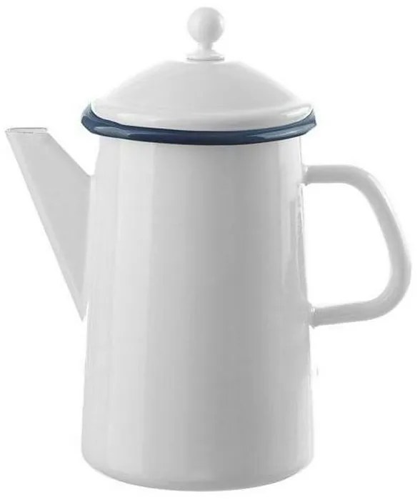 Bílá smaltovaná konvička White blue - Ø12*23cm - 1,6L