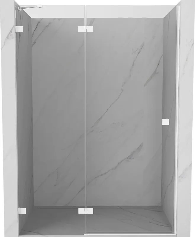 Mexen, Mexen Lunar levé otočné sprchové dveře 140 cm, transparentní, bílé - 834-140-000-20-00-L