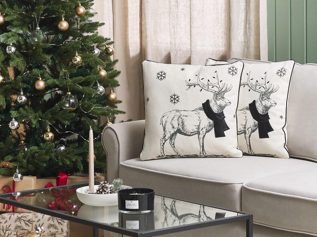 Sada 2 dekorativních polštářů s vánočním motivem 45 x 45 cm černé/bílé SVEN Beliani